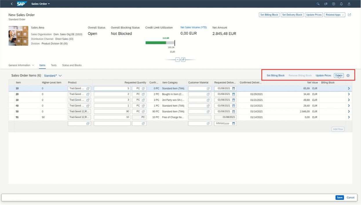 Create sales orders in SAP S/4HANA via Fiori app